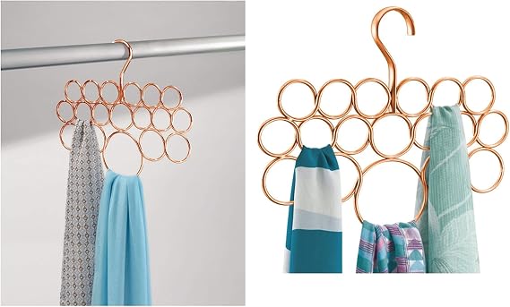 iDesign 24979 Holder with 18 Rings, Copper Scarf Hanger Made of Durable ...