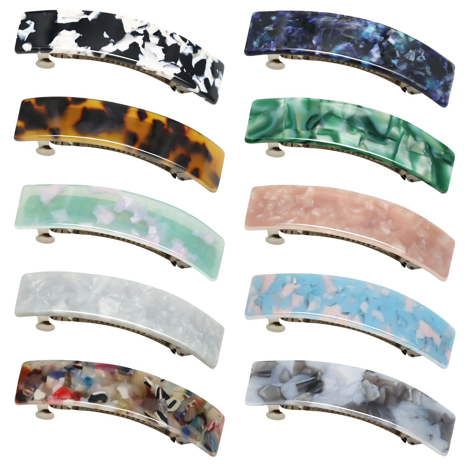 VEGCOO 10 Pieces French Elegant Rectangle Hair Barrettes for Women ...