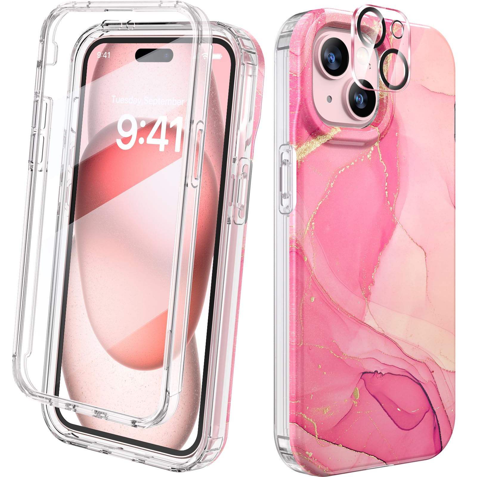 Amazon.com: Diaclara Designed for iPhone 15 Case, Full Body Rugged Case with Built-in Touch ...