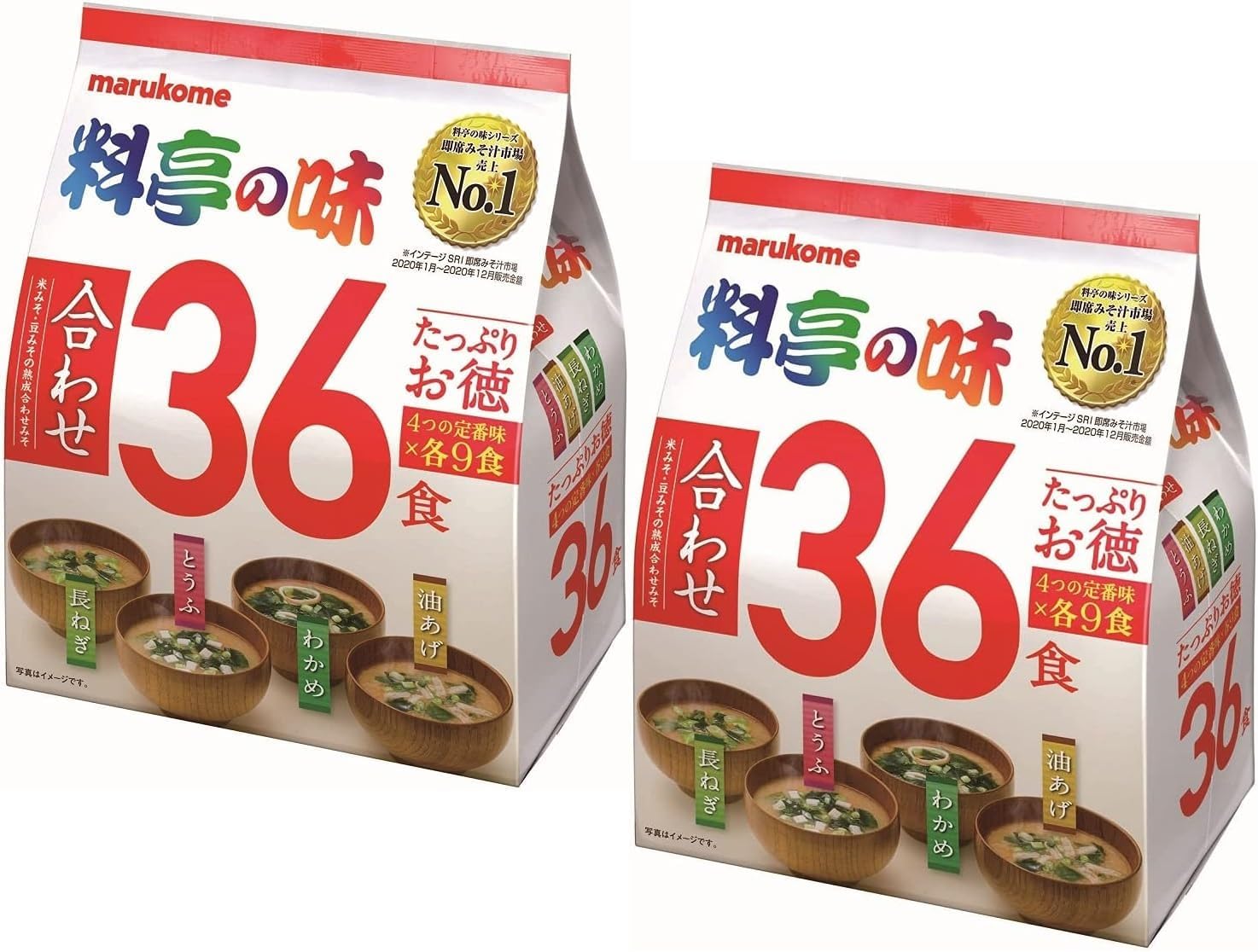 Marukome Miso Soup Ryotei no Aji 4 Flavors, Pack of 36 Japanese Instant ...