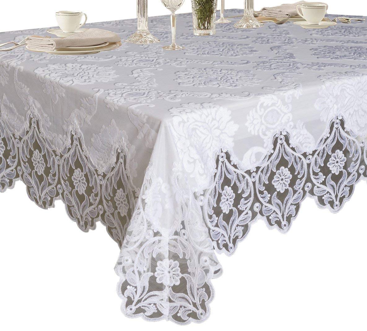 Amazon.com: Violet Linen Elegant Velvet Lace Sheer Floral Deluxe Design ...