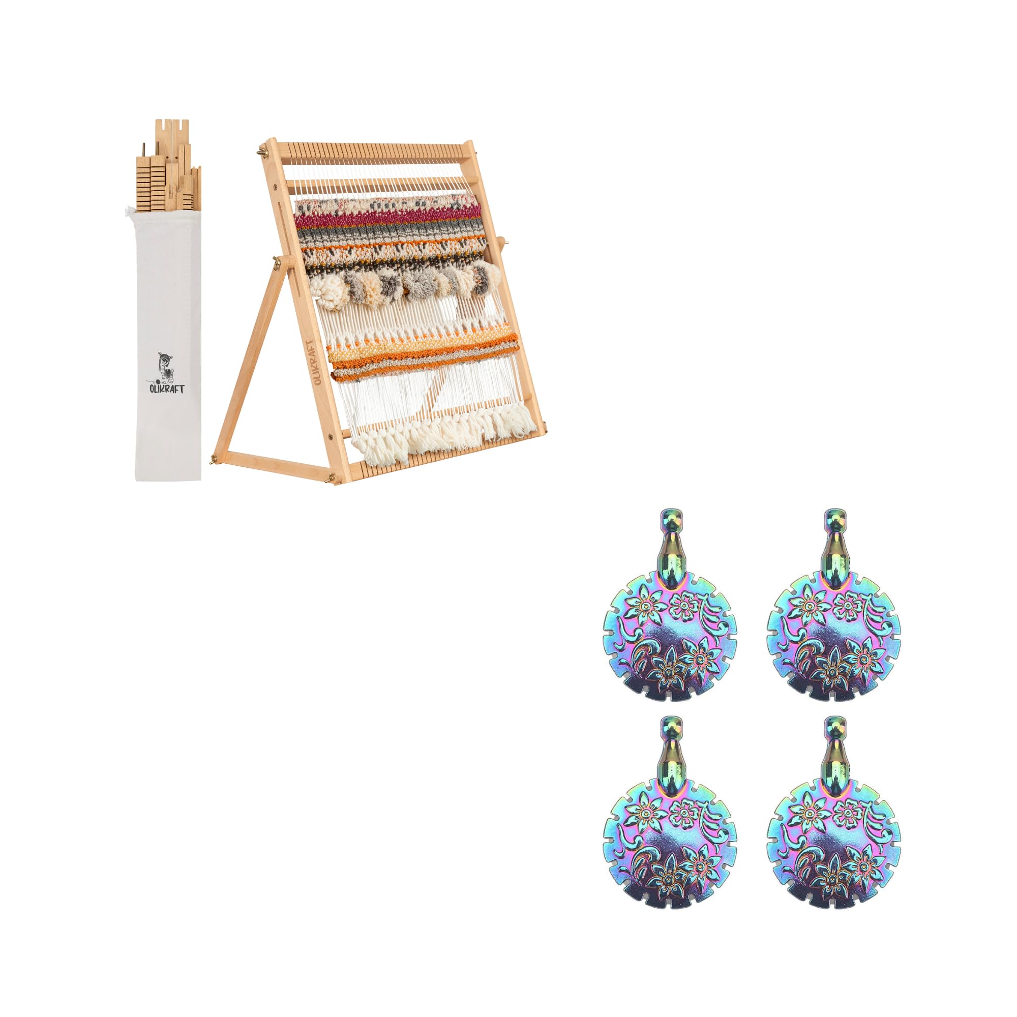 Amazon.com: Olikraft Wooden Weaving Loom with Adjustable Stand and ...