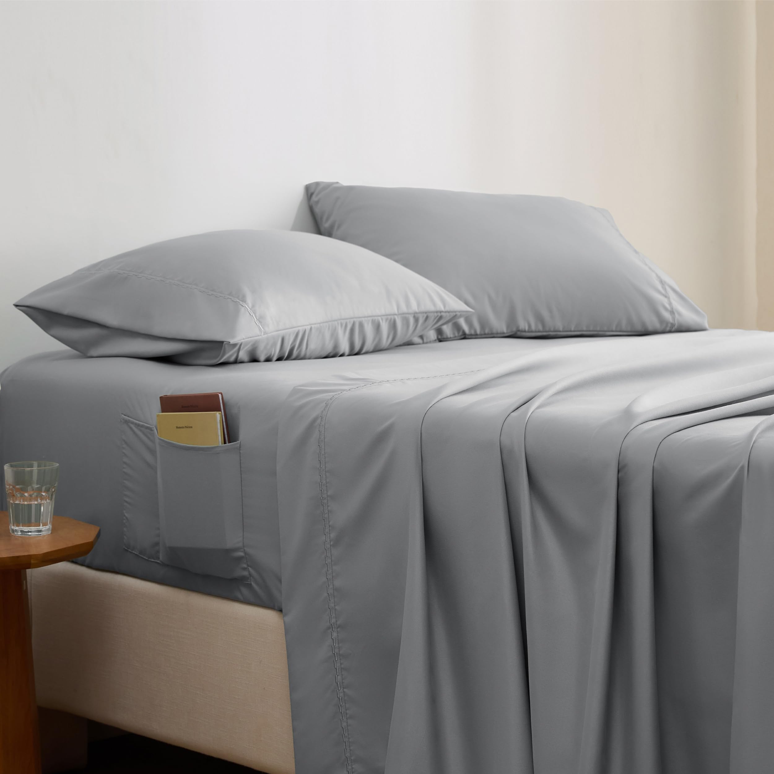 Amazon.com: Bedsure Bed Sheets with Side Pocket, Twin Sheet Set ...