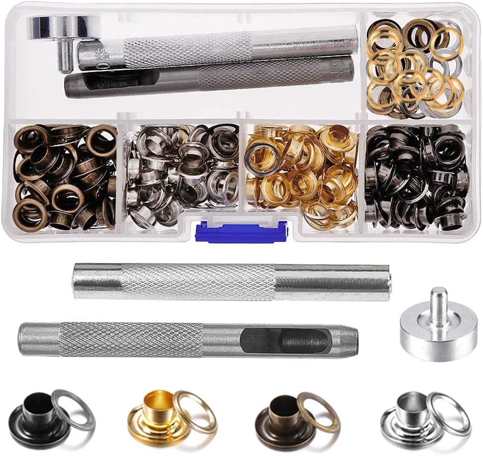 KINDPMA Eyelets and Punch 200 Sets 6mm Eyelet Kit 1/4 inch Eyelet Punch ...
