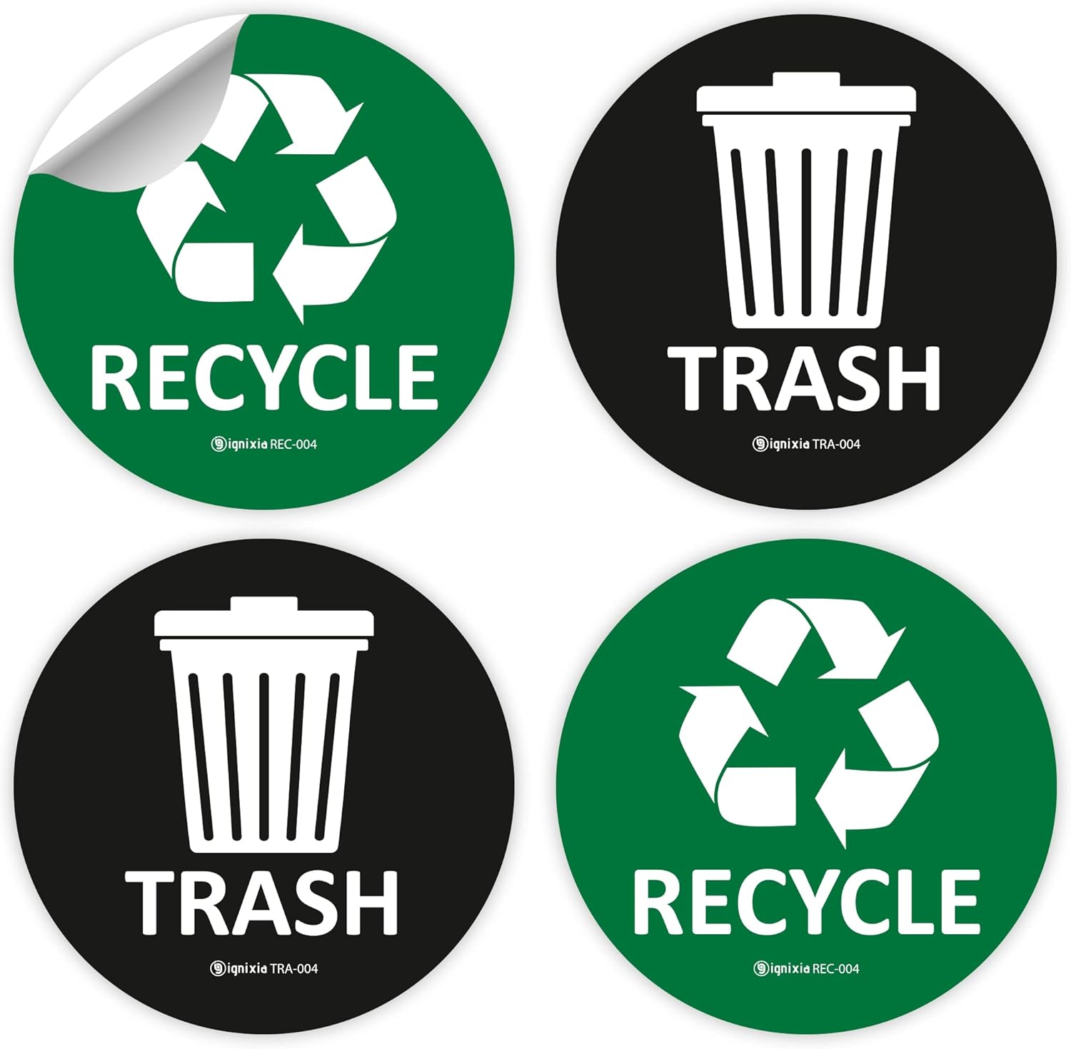Amazon.com: IGNIXIA (Pack of 04) Recycle & Trash Stickers Indoor ...