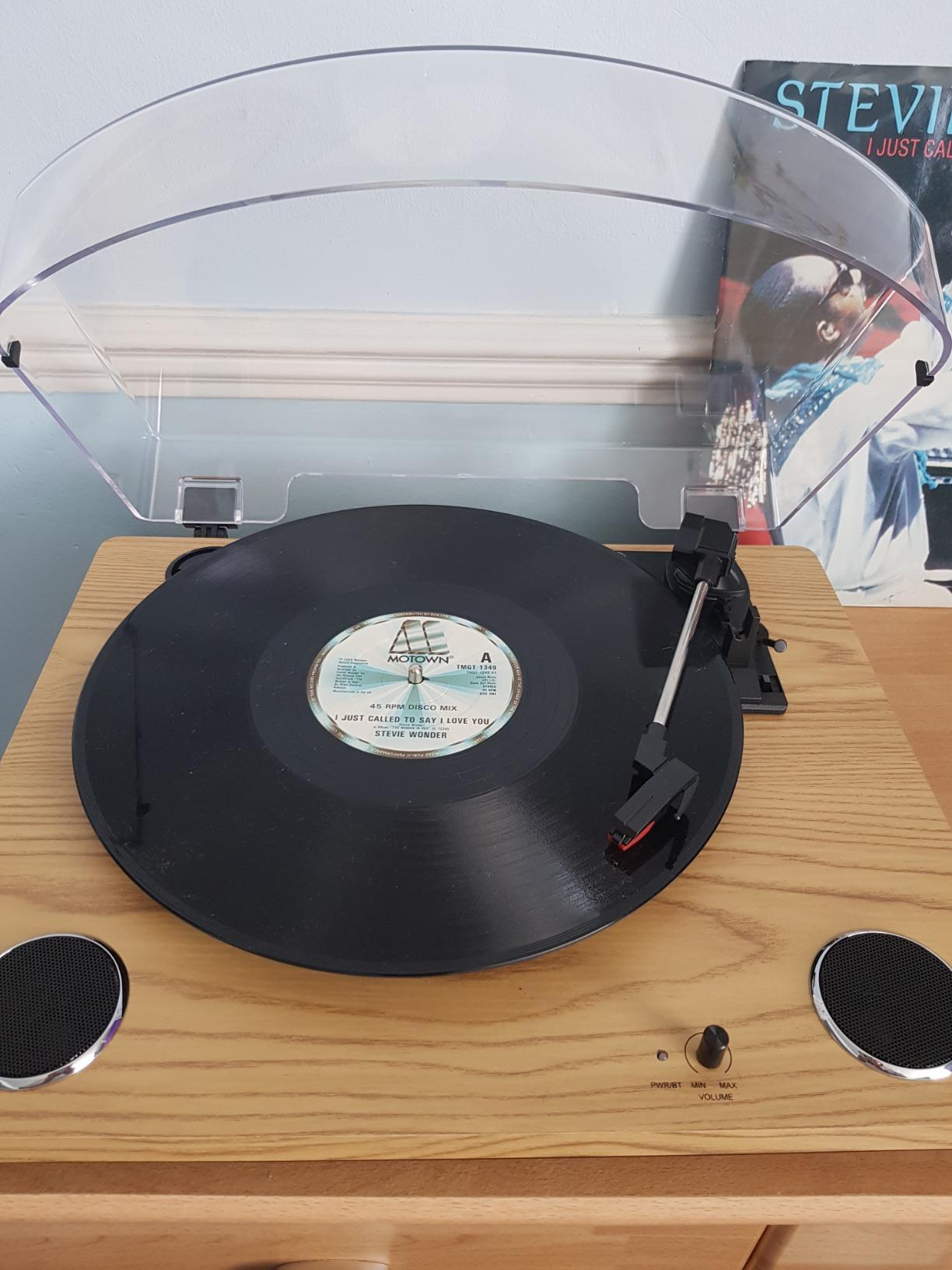 Vinyl Turntable Record Player with Built-in Bluetooth Receiver & 2 ...