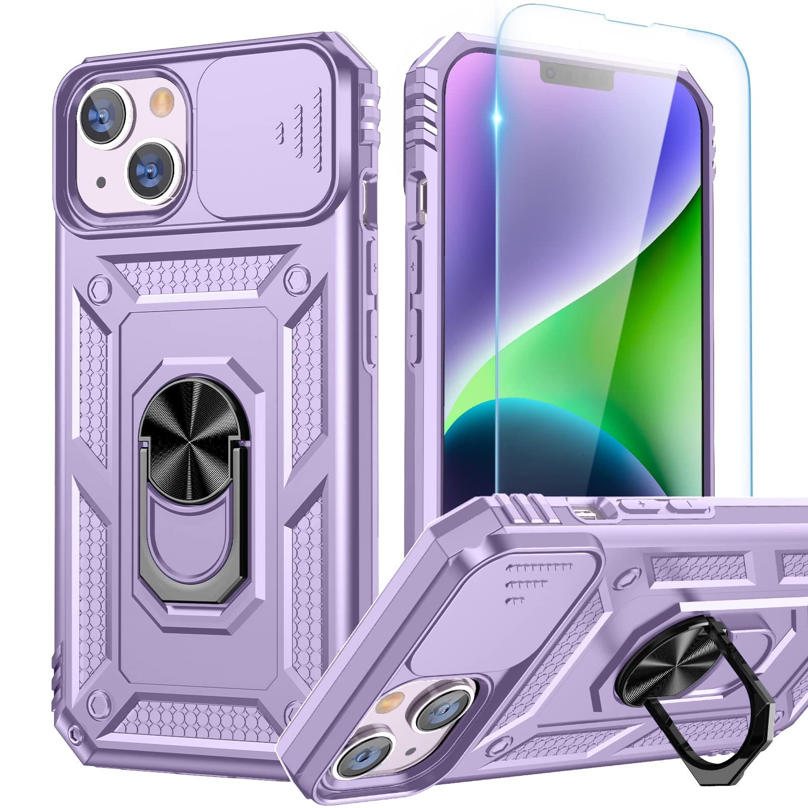 Amazon.com: Goton for iPhone 14 Plus Case with Screen Protector - Slide ...