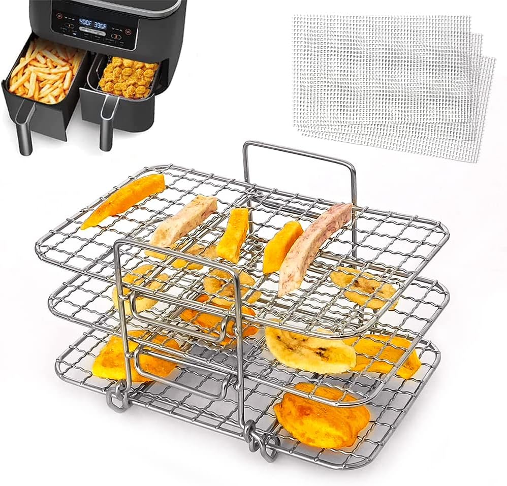 Amazon.com: Senershuo Air Fryer Rack for Ninja Dual XL Fryer, Food Safe ...