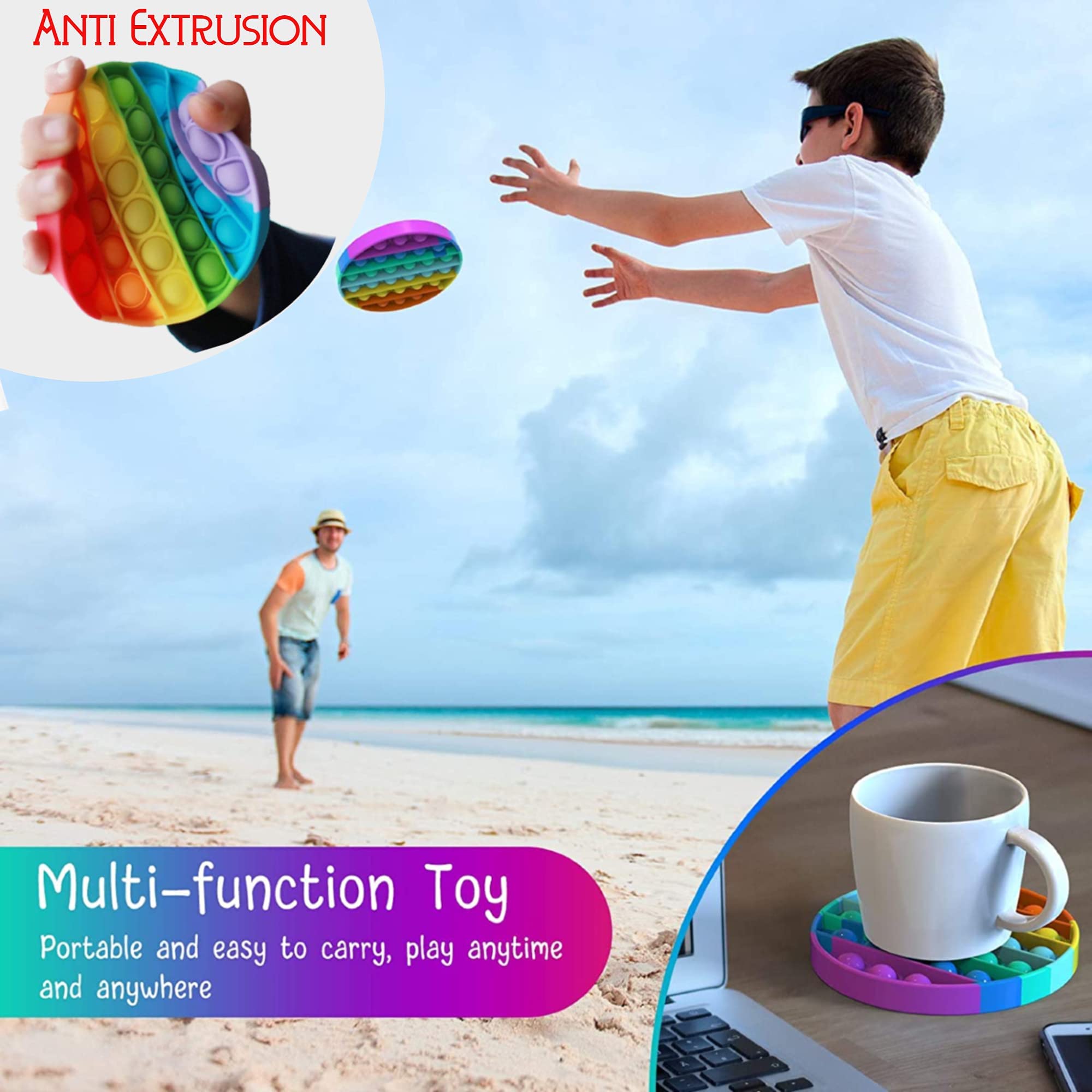 Rainbow Pop it fidget toy- Stress reliever Push pop fidget toy - A push ...