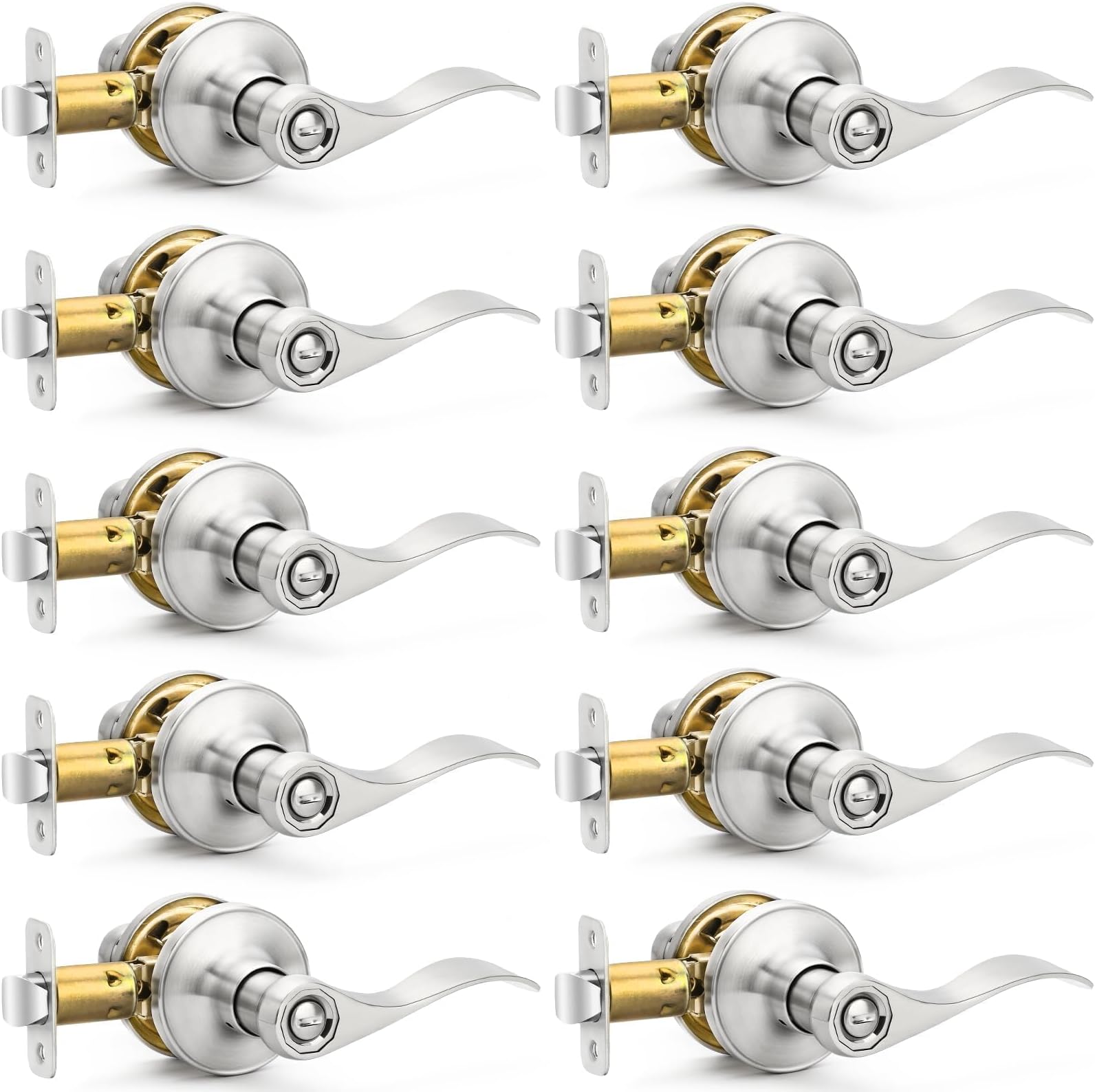 Gobrico 10 Pack Square Satin Nickel Privacy Door Locksets,Interior Door ...