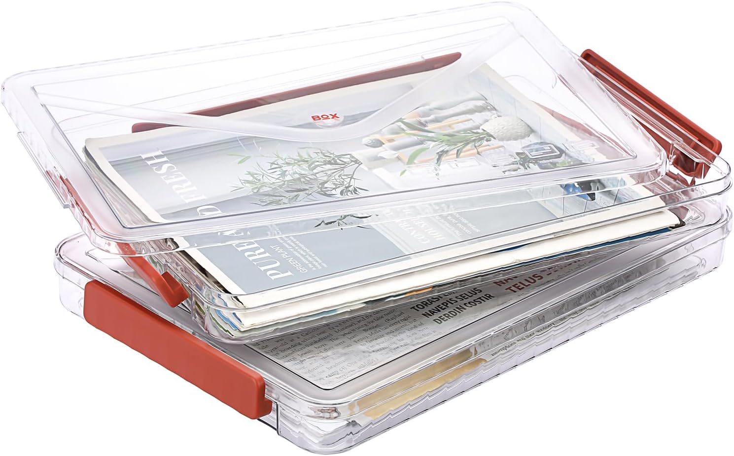 Amazon.com: BTSKY 2 Pack Clear Plastic File Storage Boxes with Latching ...