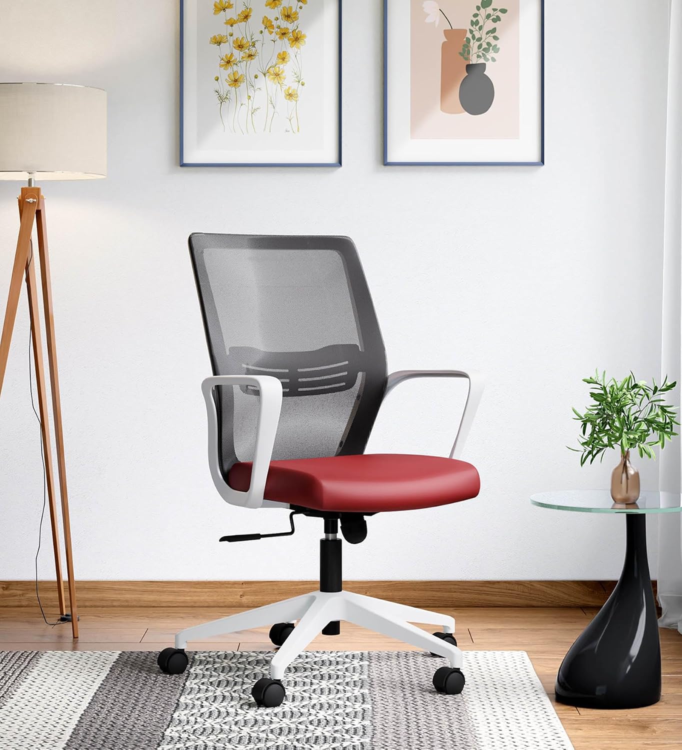 GODREJ INTERIO Sally Mid Back Office Chair in Knitted Fabric, Milan Red ...