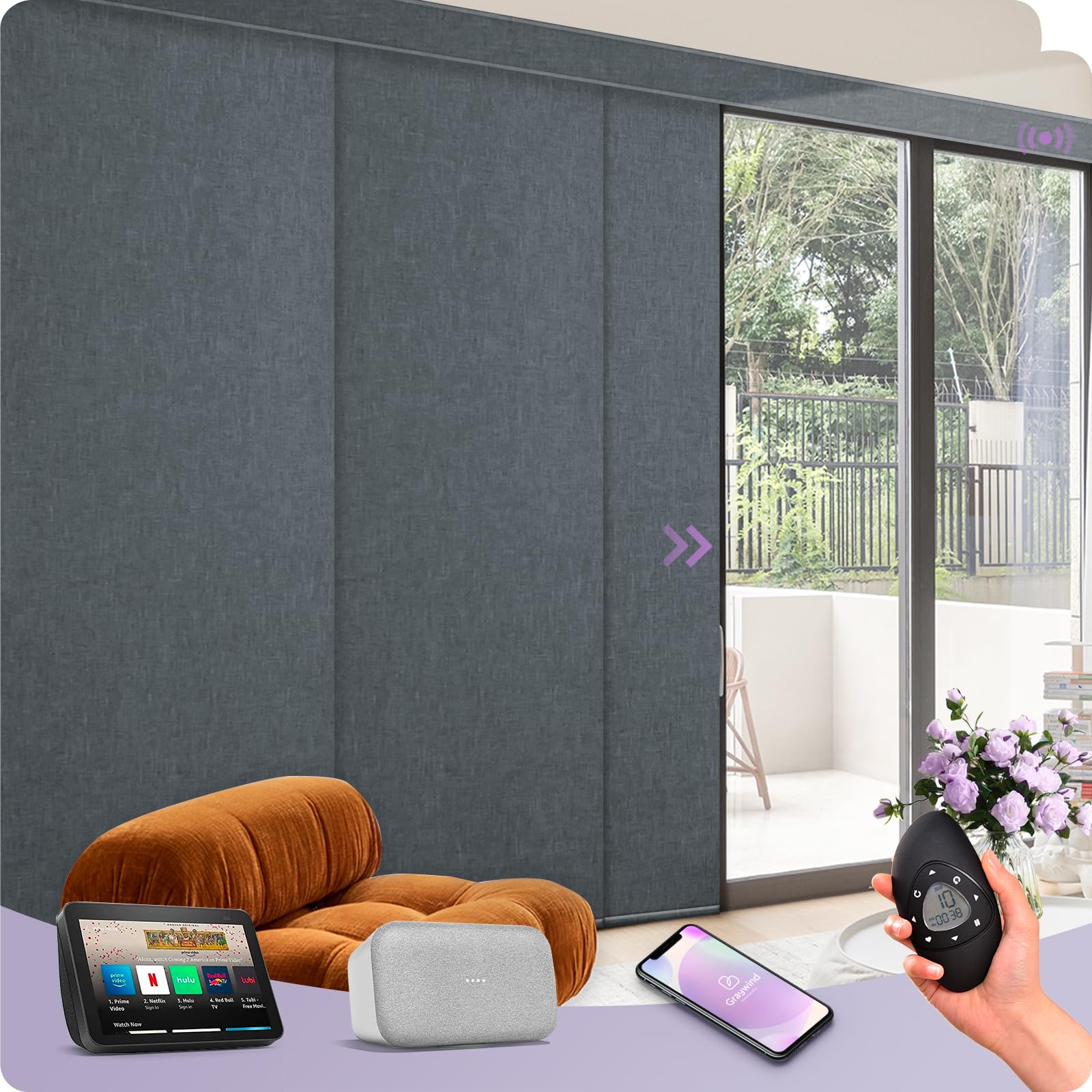 Amazon.com: Graywind Rechargeable Smart Sliding Panels Compatible with ...