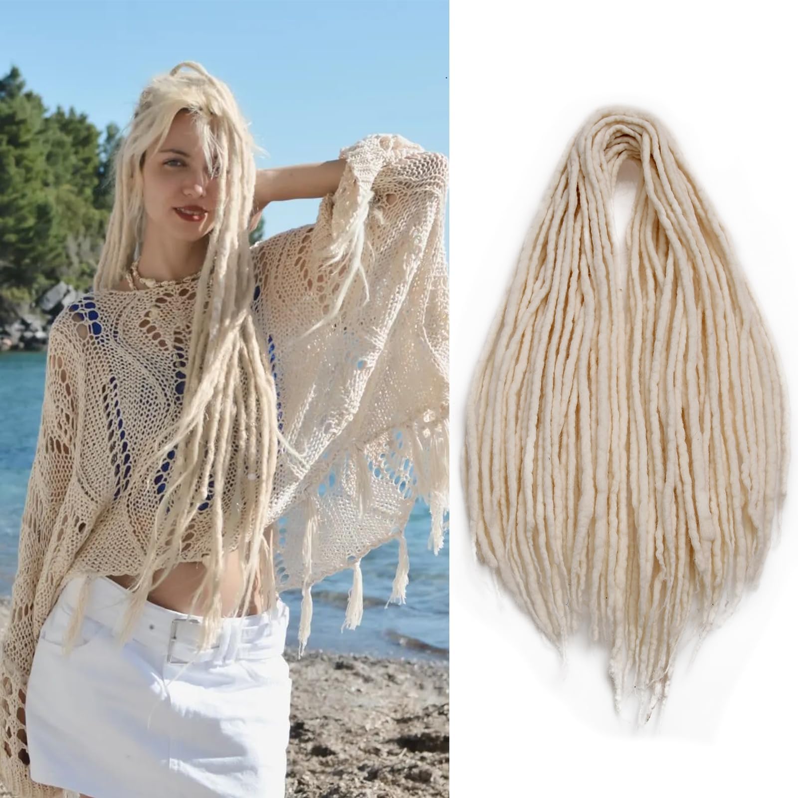 Amazon.com : 24Inches Thin Synthetic Double Ended Dreadlock Extensions ...
