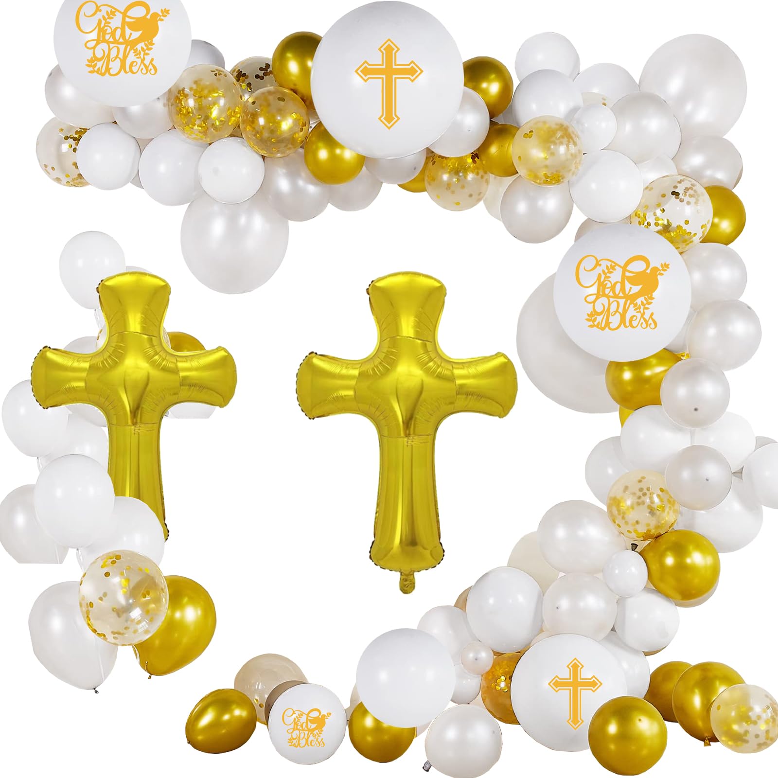 Amazon.com: God Bless Baptism Balloon Garland Kit God Bless Balloons ...