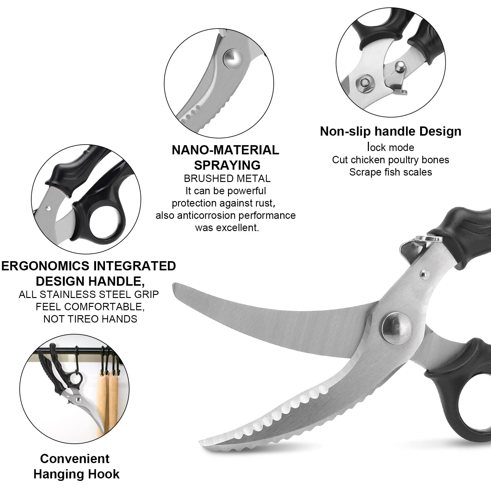 Snapklik.com : Honbuty Kitchen Shears - Spring Loaded Heavy Duty ...