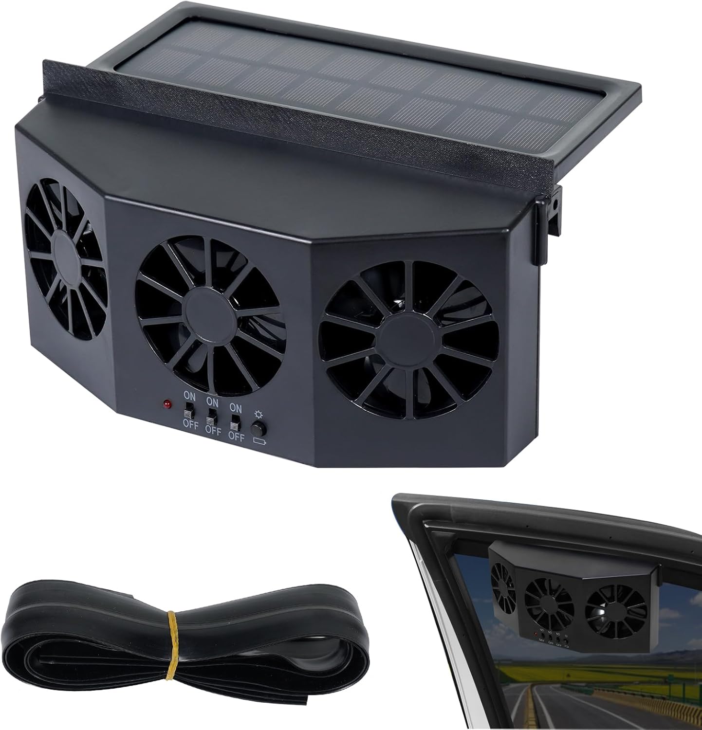 Amazon.com: Unifizz Solar Thin Window Fan Solar Powered Car Exhaust Fan ...