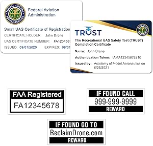 Amazon.com: Drone ID Services FAA UAS Registration Card, Trust ...