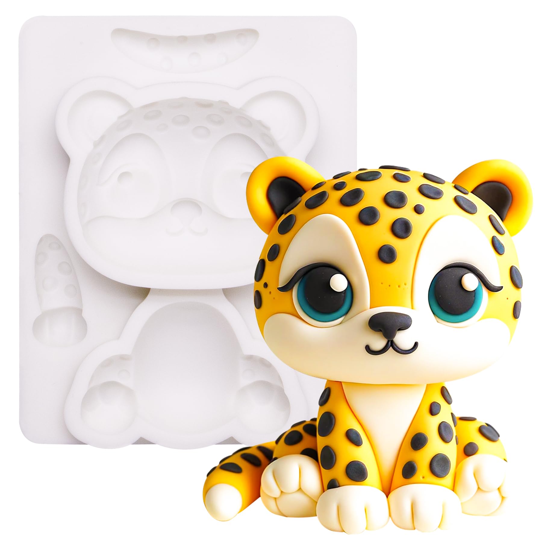Amazon.com: Fondant Mold Leopard Safari Animal Cake Topper 3.2 Inches ...