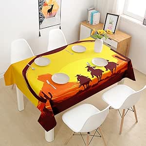 Amazon.com: Homewish Western Cowboy Tablecloths,Desert Sunset Scenery ...