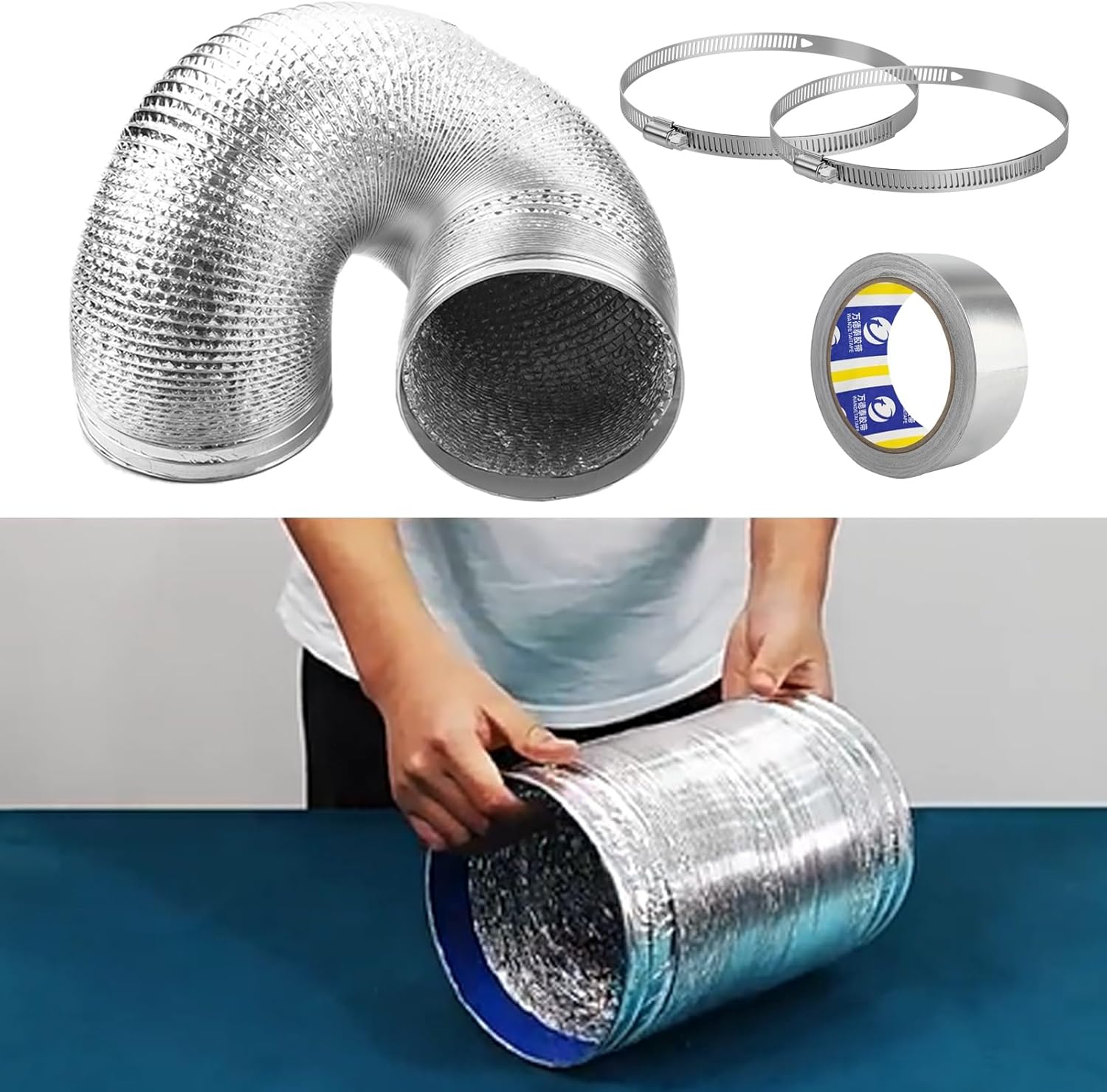 Expandable Dryer Vent Hose for Tight Space, Flexible Duct with Clamps ...