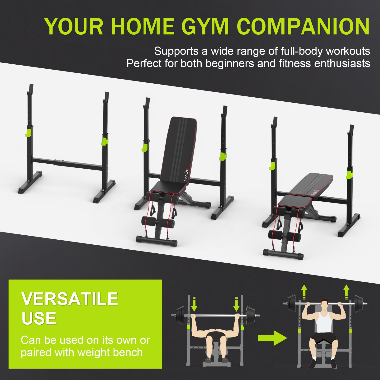 Snapklik.com : Squat Rack, Height-Adjustable Dumbbell Rack For Home Gym ...