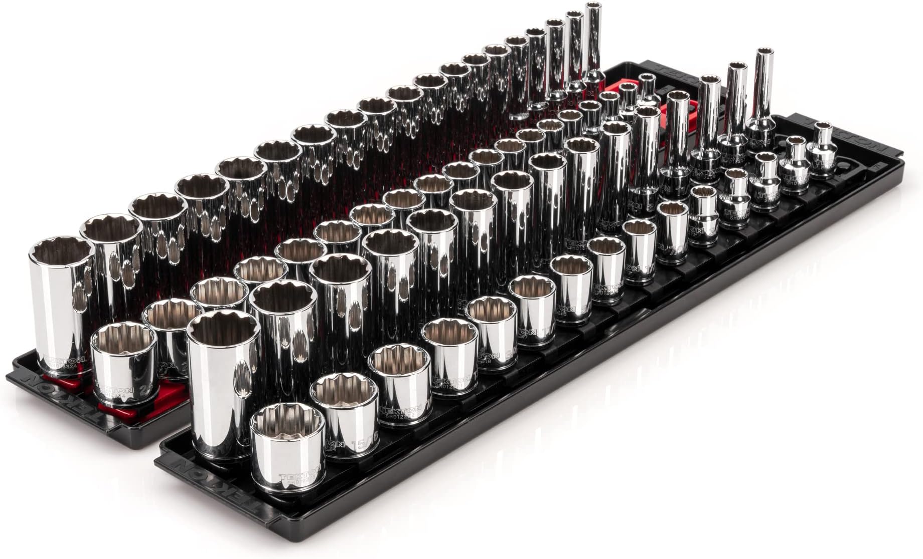 TEKTON 3/8 Inch Drive 12-Point Socket Set with Rails, 68-Piece (1/4-1 ...