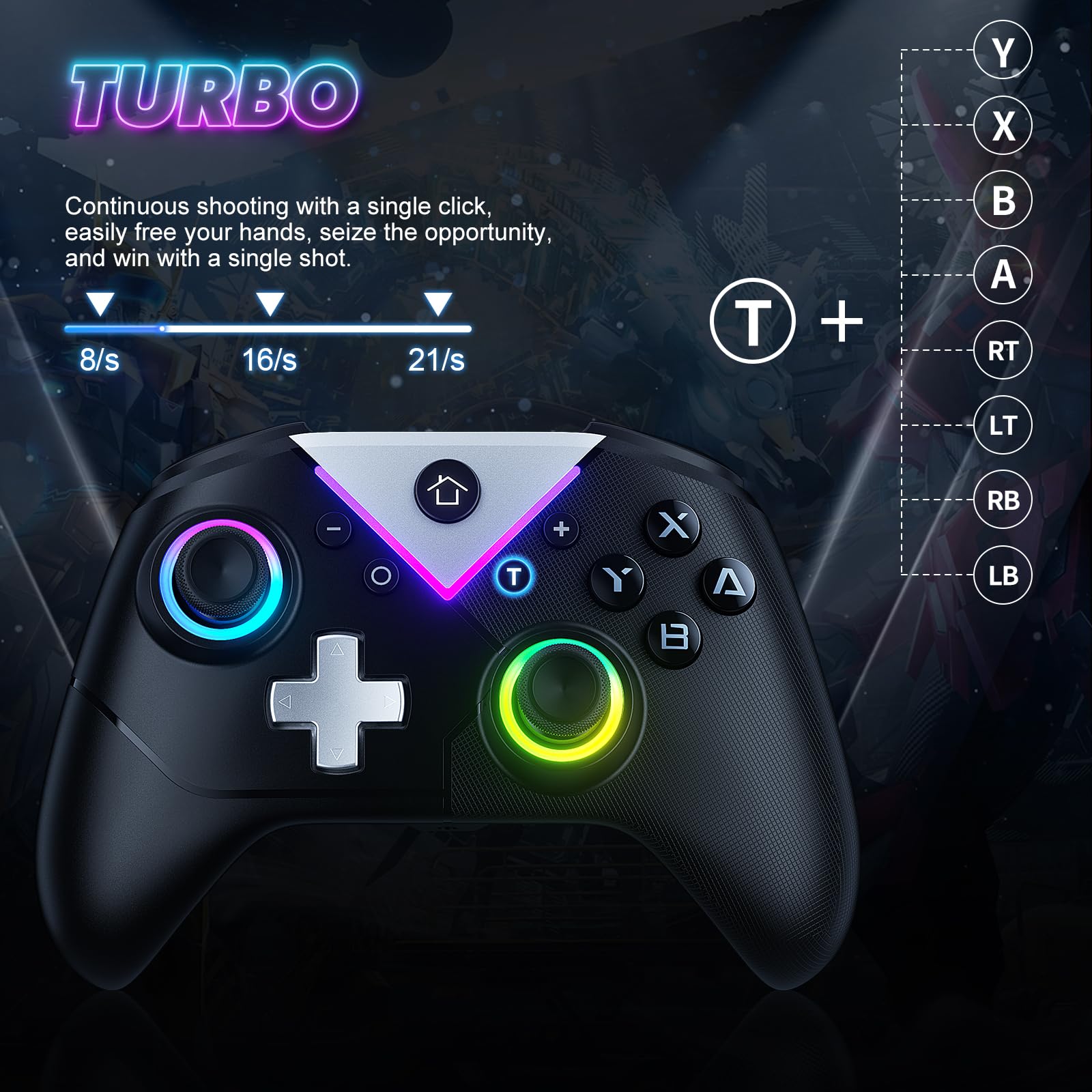 Snapklik.com : RGB Wireless Gaming Controller For PC/Switch/Tesla/PS3 ...