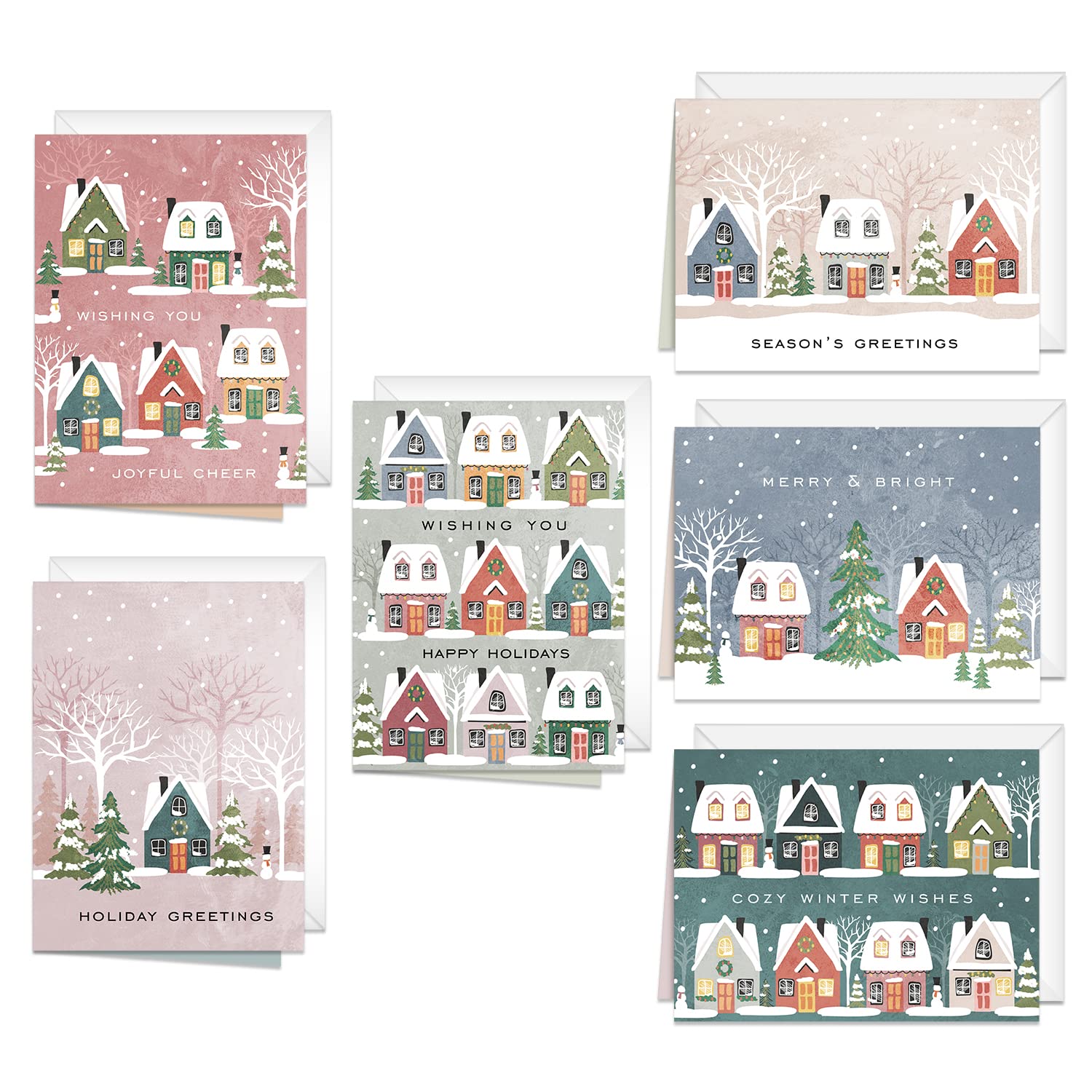 Snowy Village Holiday Card Assortment / 24 Winter Wonderland Christmas ...