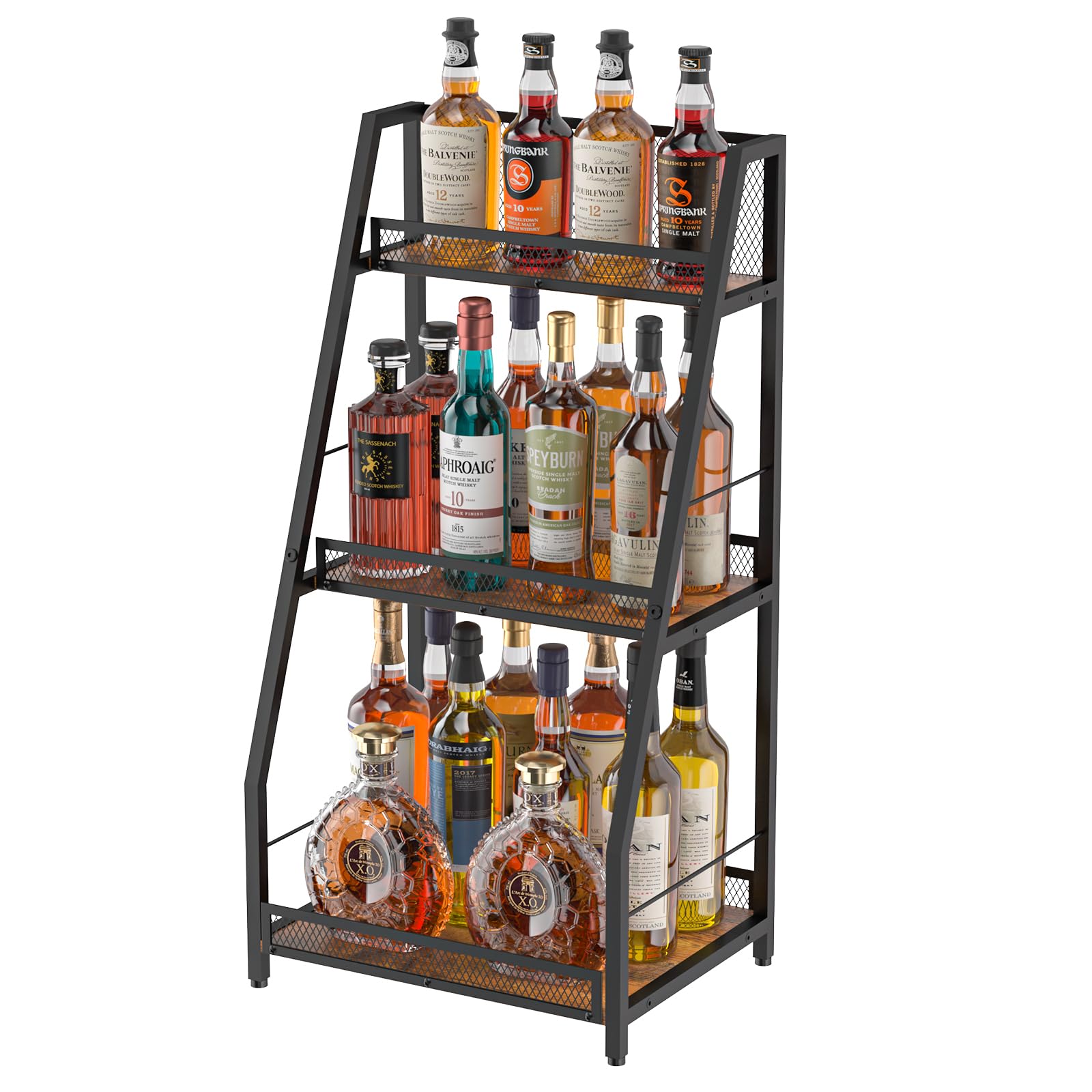 3-Tier Trapezoid Liquor Stand for Home Bar, Stepped Wine Racks ...