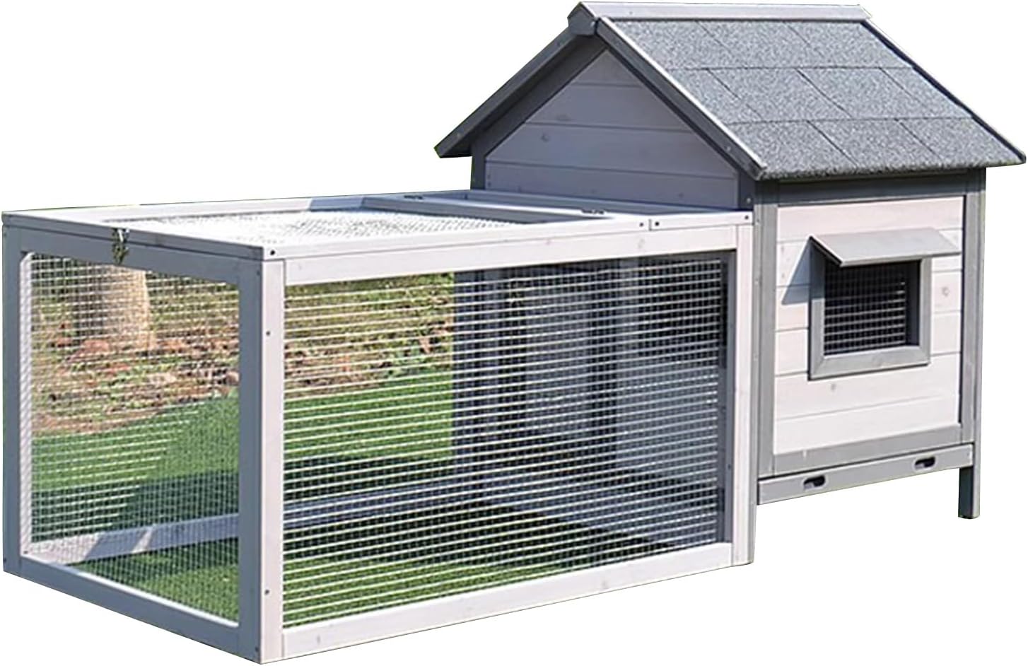 Wooden Chicken Coop Hen House with Nesting Box, Rabbit Hutch Indoor and ...