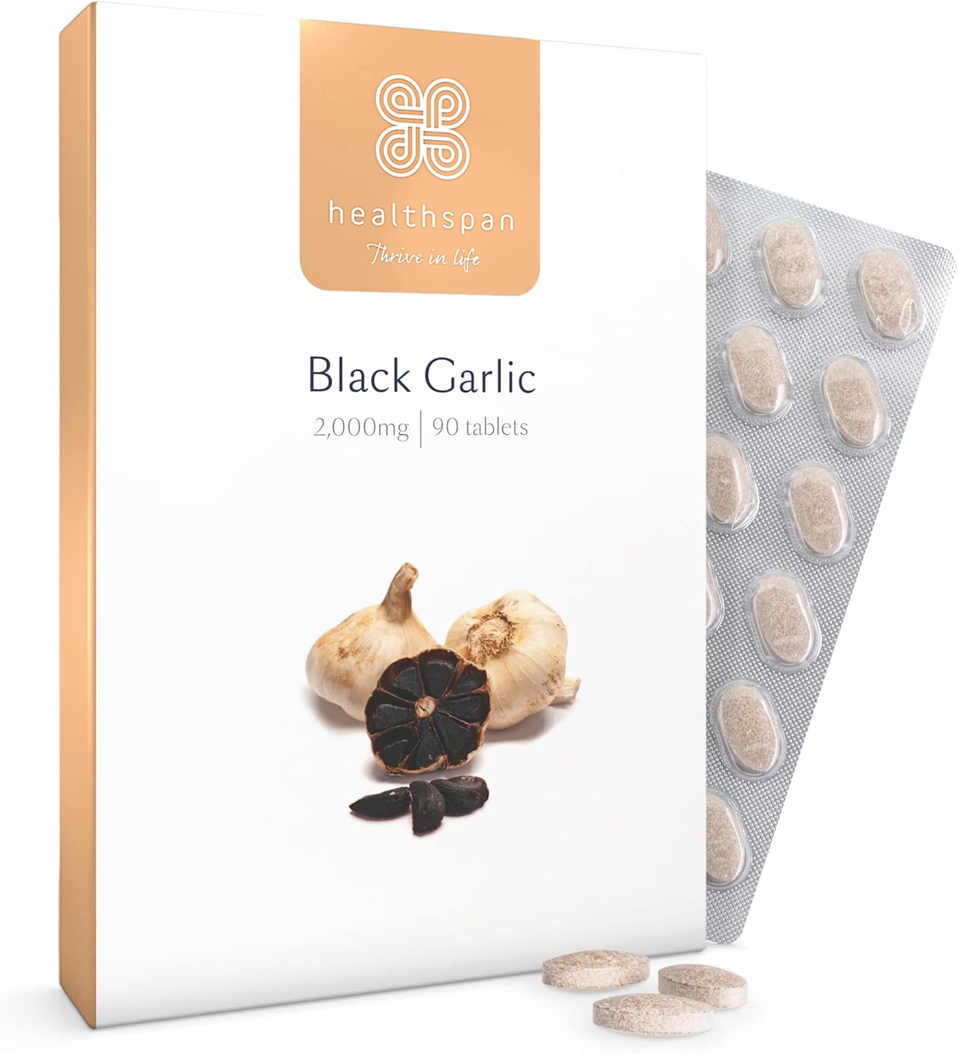 Healthspan Black Garlic 2,000mg | 90 Tablets | Heart Health | Added ...
