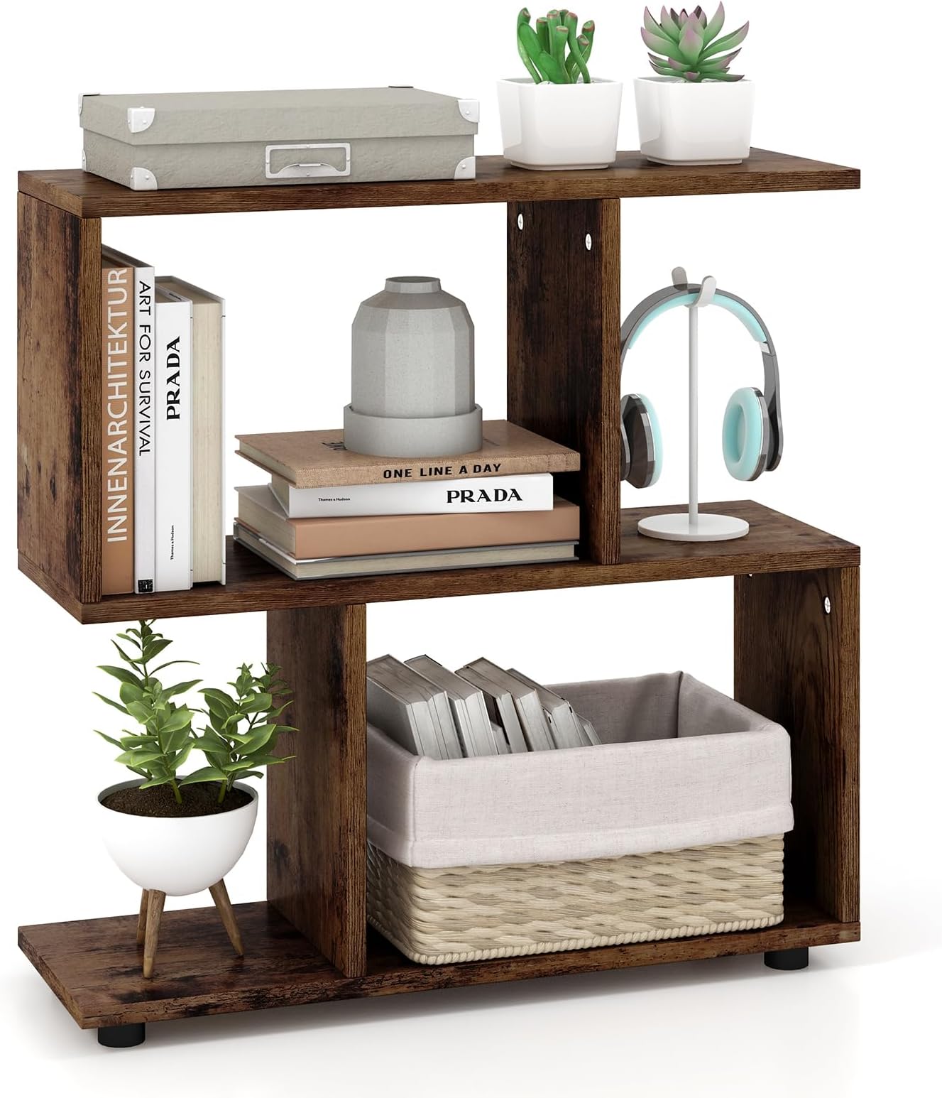 Amazon.com: IOTXY Wooden Extendable Shelf Bookcase - 3-Tier Ladder Low ...