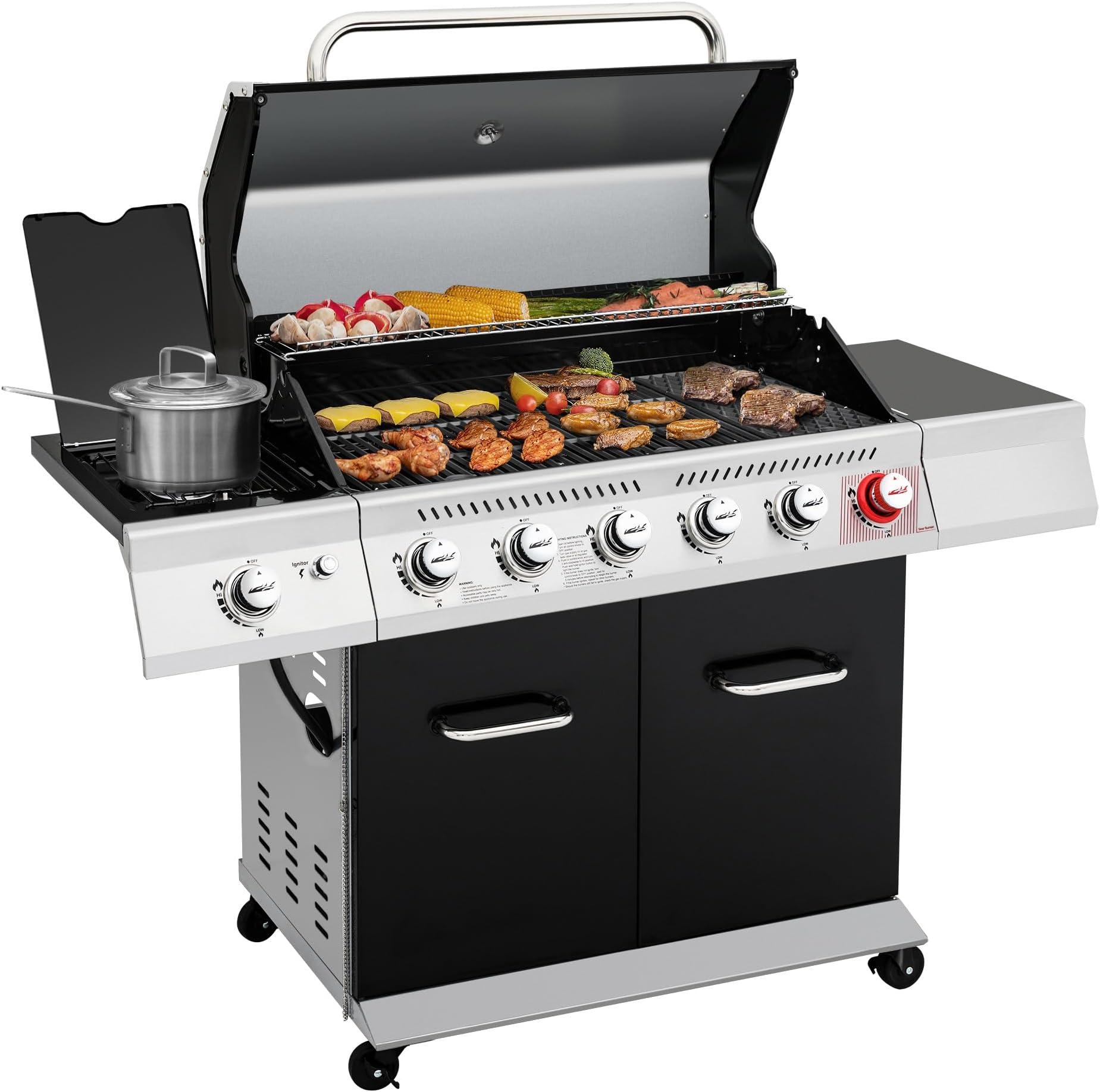 Amazon.com: Royal Gourmet GA6402H 6-Burner Propane Gas Grill with Sear ...