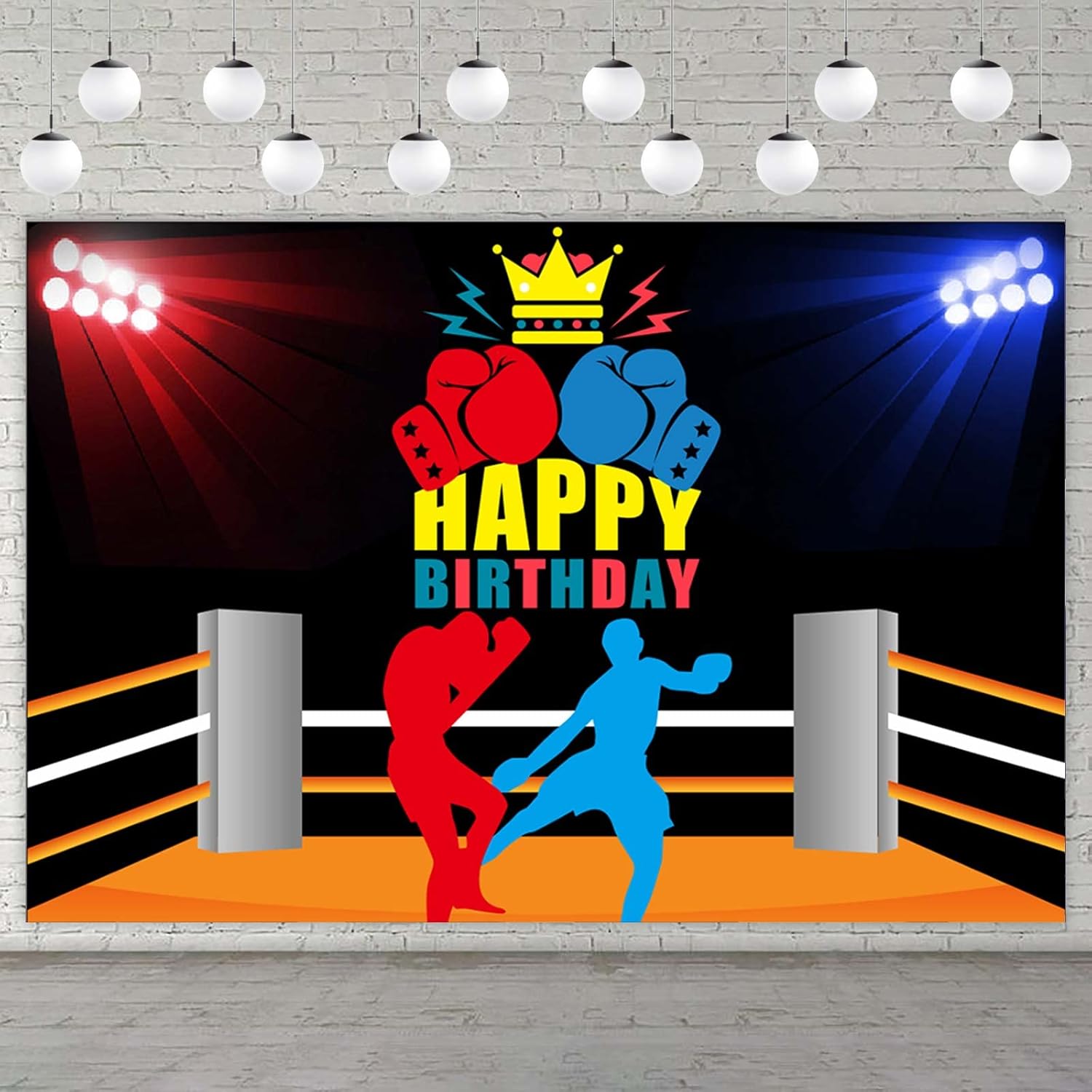 Amazon.com: Boxing Happy Birthday Banner Backdrop Supplies Boxing Match ...