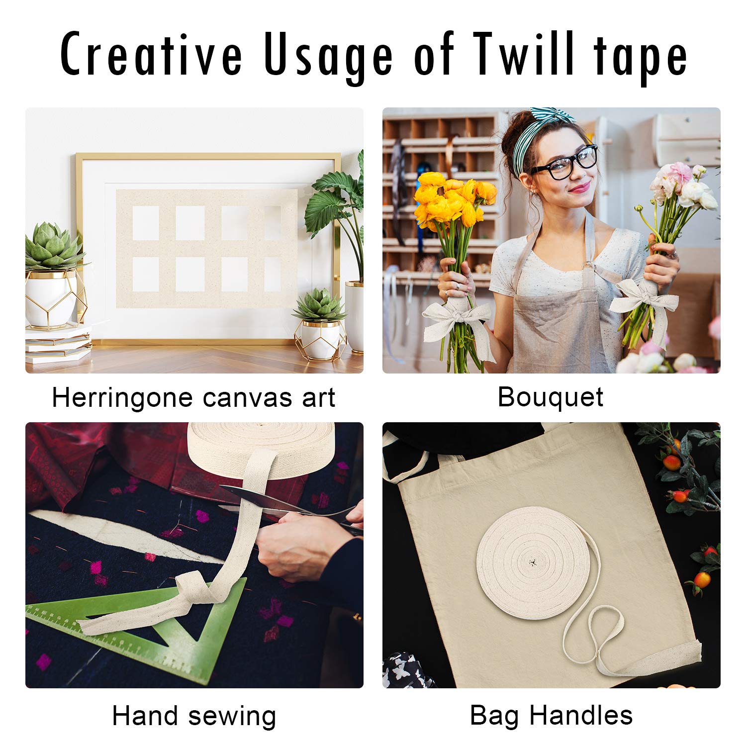 Snapklik.com : Soft Natural Twill Tape Ribbon Herringbone Webbing ...