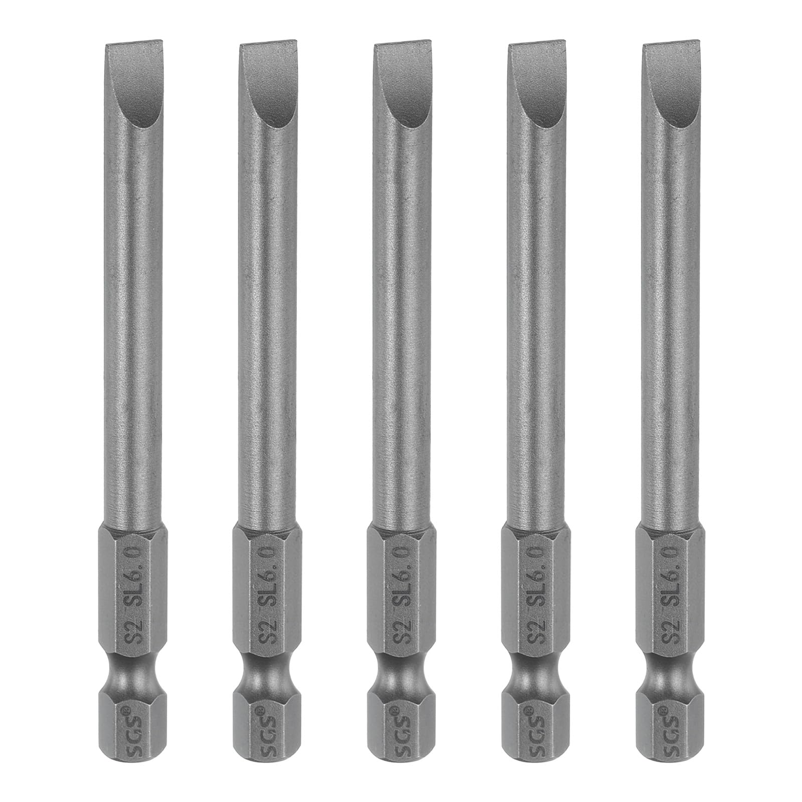 sourcing map 5pcs SL6 Magnetic Slotted Screwdriver Bits 6mm S2 Steel ...