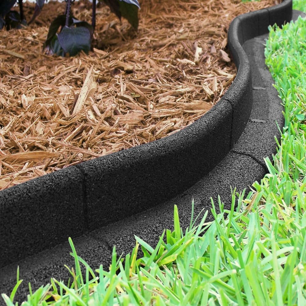 Amazon.com : EcoBorder Black Recycled Rubber 4ft Lawn Edging (6pc Box ...