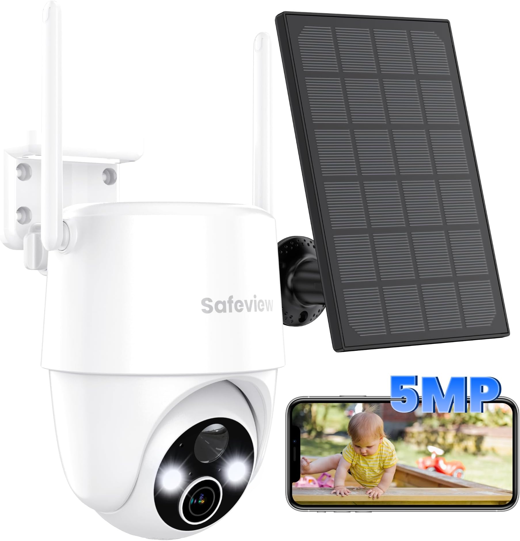 Amazon.com : Safeview 5MP Security Cameras Wireless Outdoor, Solar ...