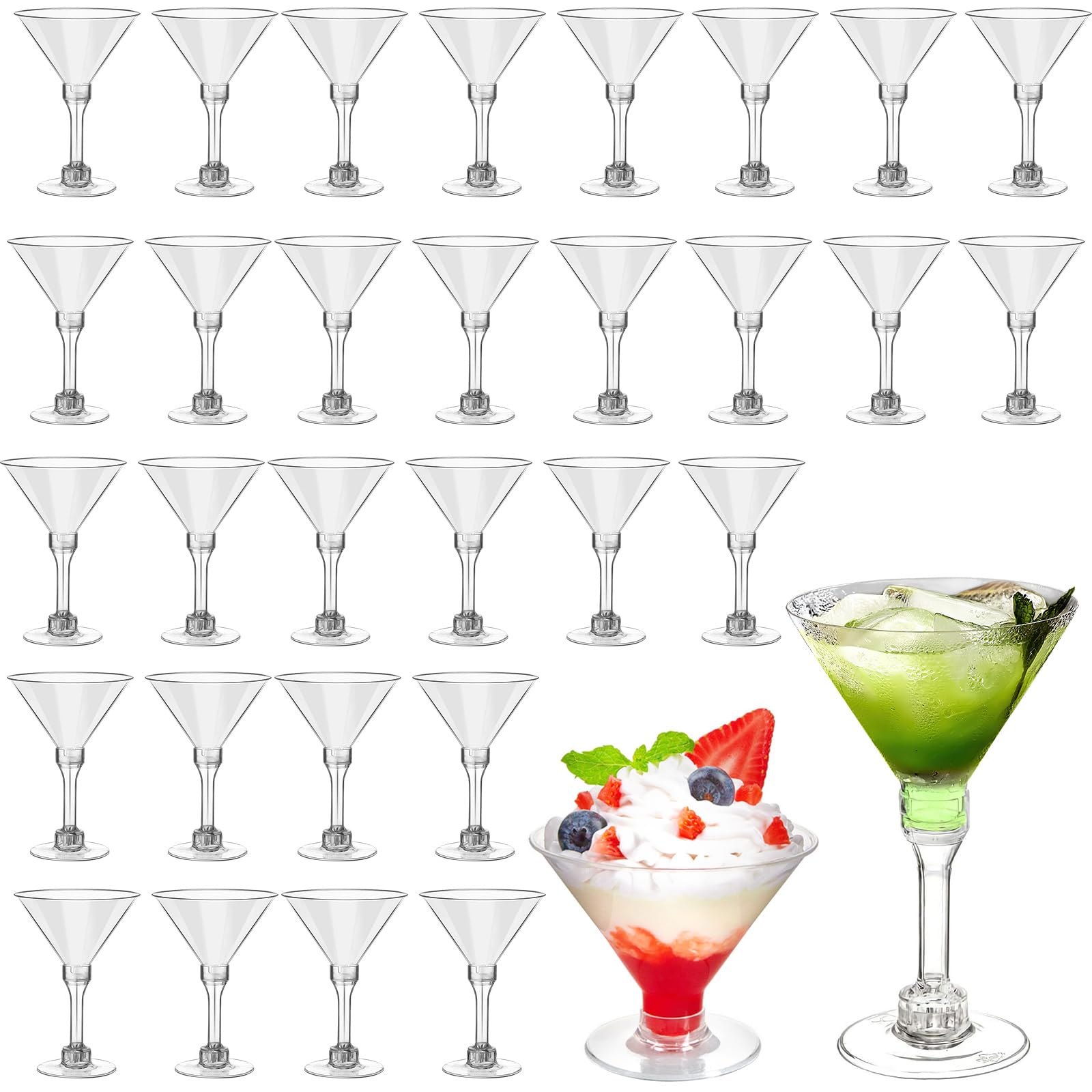 Fewlew Plastic Cocktail Glasses Reusable 50 Pieces, Clear Plastic ...
