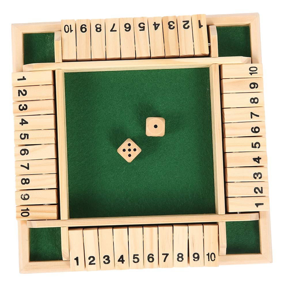 Shut The Box Dice Game 1-4 Players,Classic 4 Sided Wooden Board Game ...