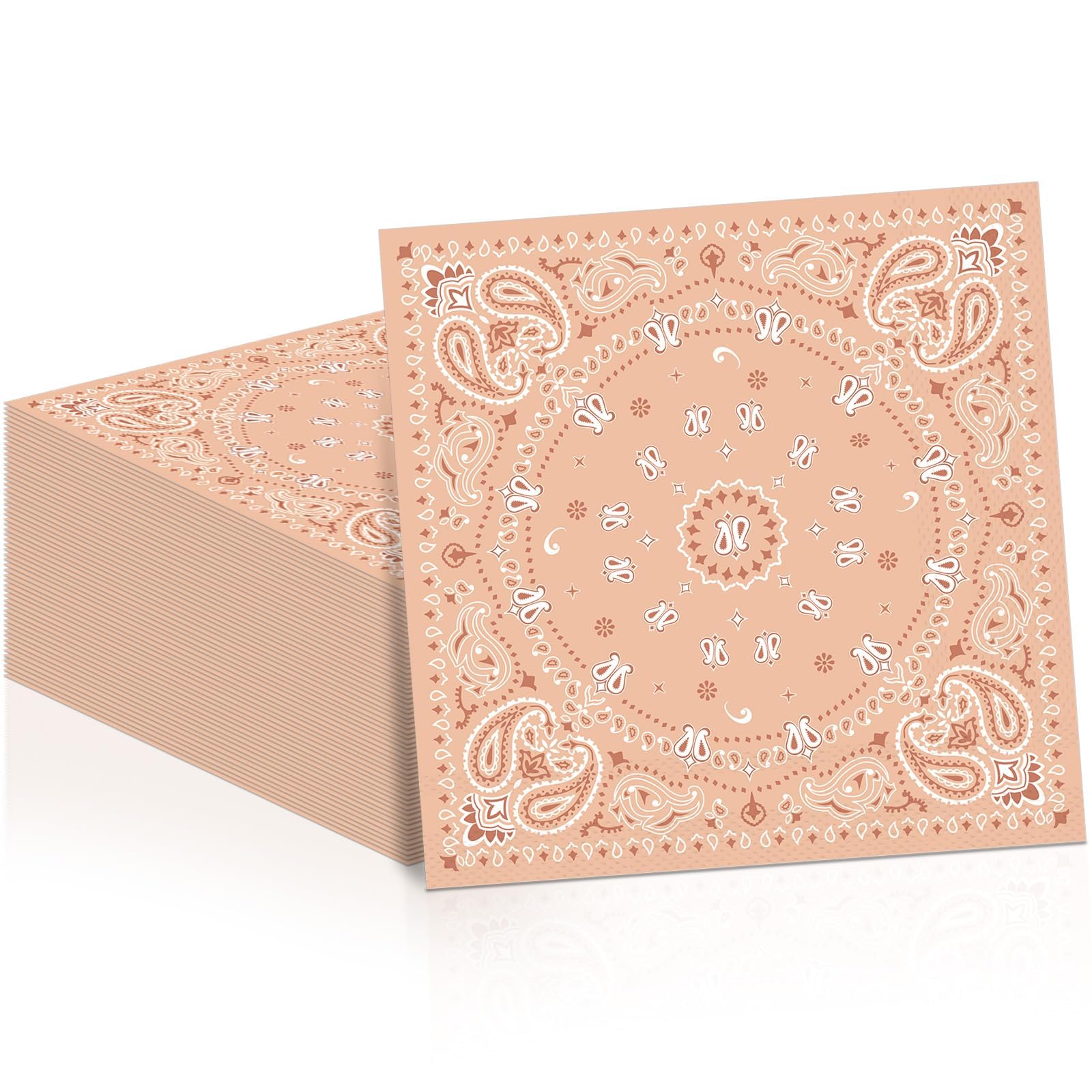 Amazon.com: 50pcs Western Bandana Napkins 3 Ply Pink Paisley Print ...