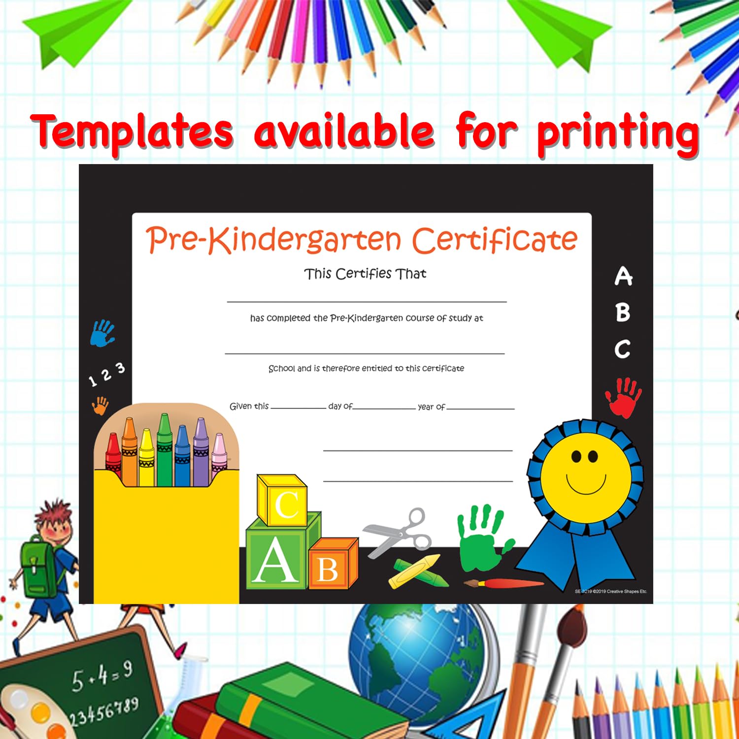 Plantillas De Certificados Pre Kindergarten Ilustración De Plantilla