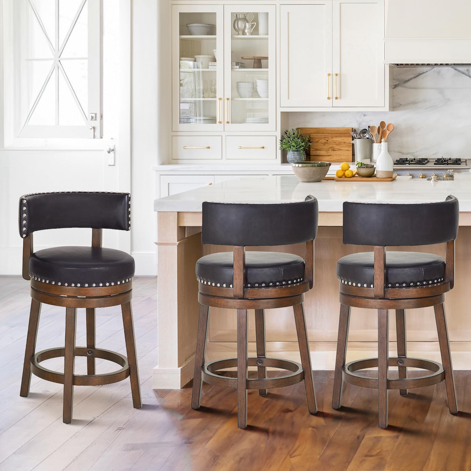 Amazon.com: COLAMY Swivel Bar Stools Set of 3, Swivel Counter Height ...