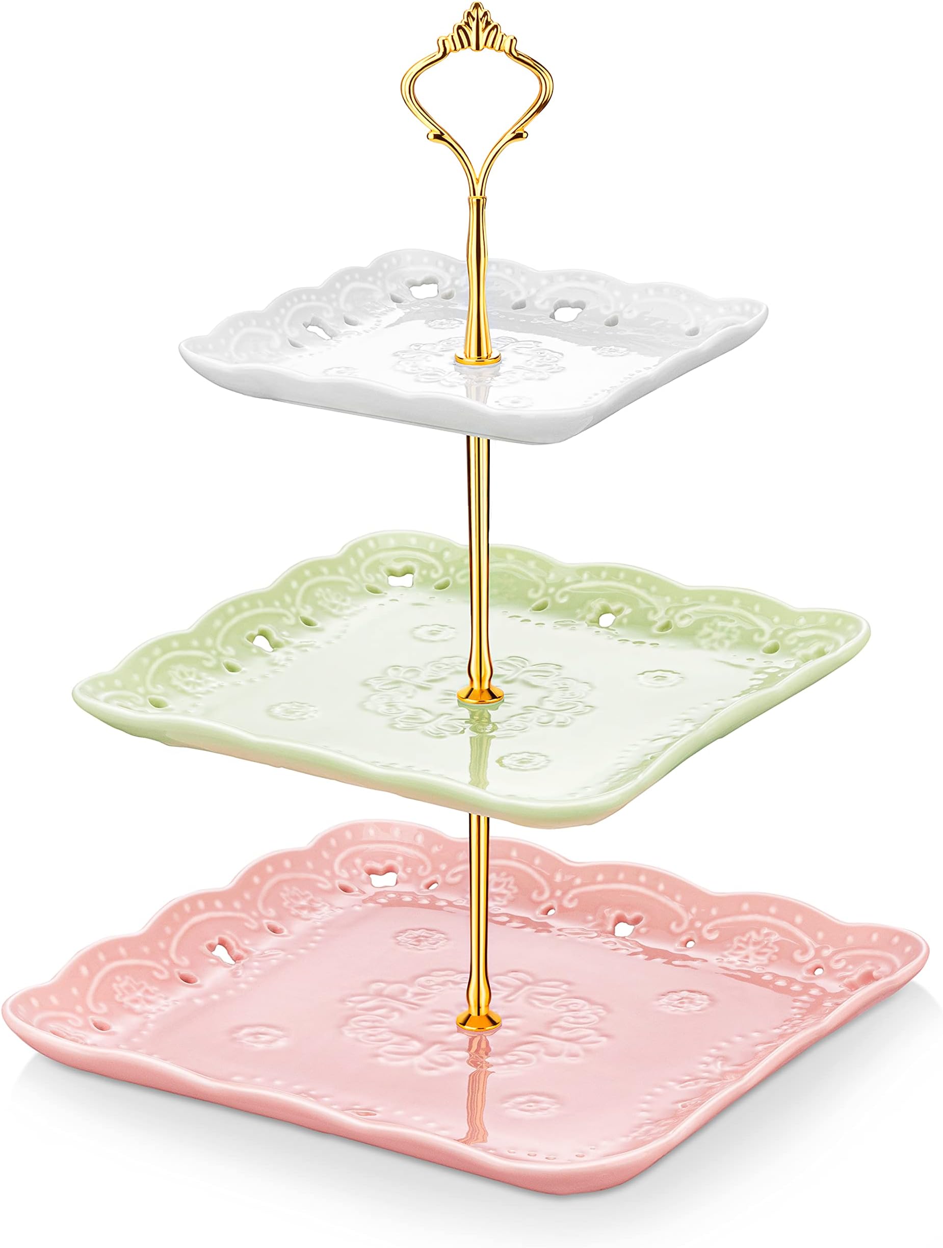Eidoct 3 Tier Round Porcelain Tiered Cupcake Stand, Tiered Serving ...