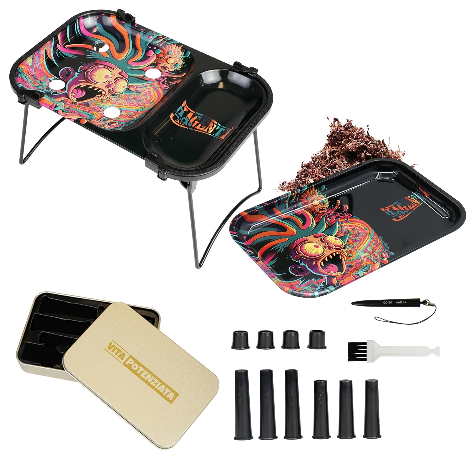 Amazon.com: 14-in-1 Upgraded Metal Rolling Tray Set - Dual 9.2x6.3 ...