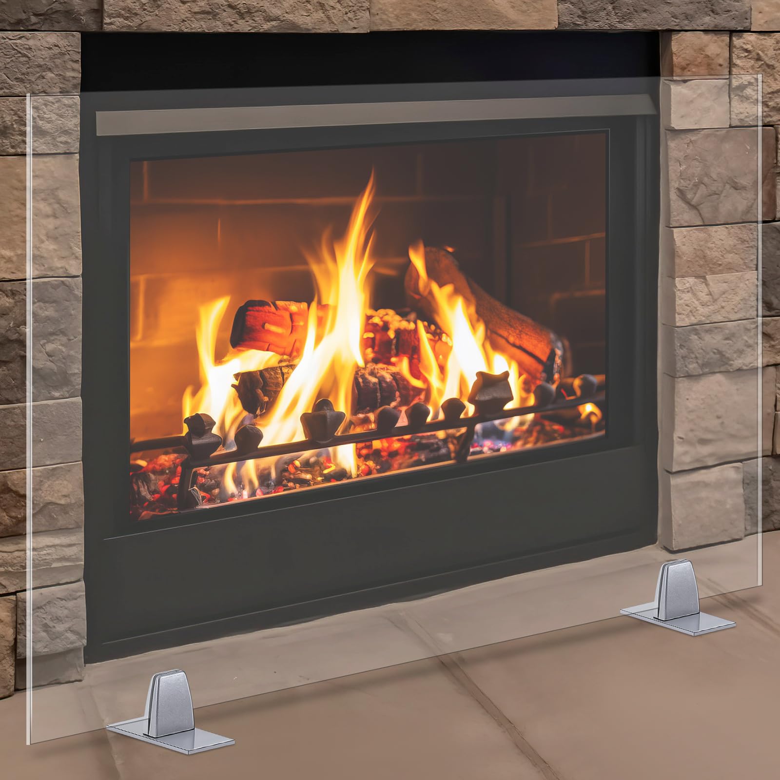Amazon.com: Cinnvoice Fireplace Screen 26 x 36 Inch Clear Polycarbonate ...