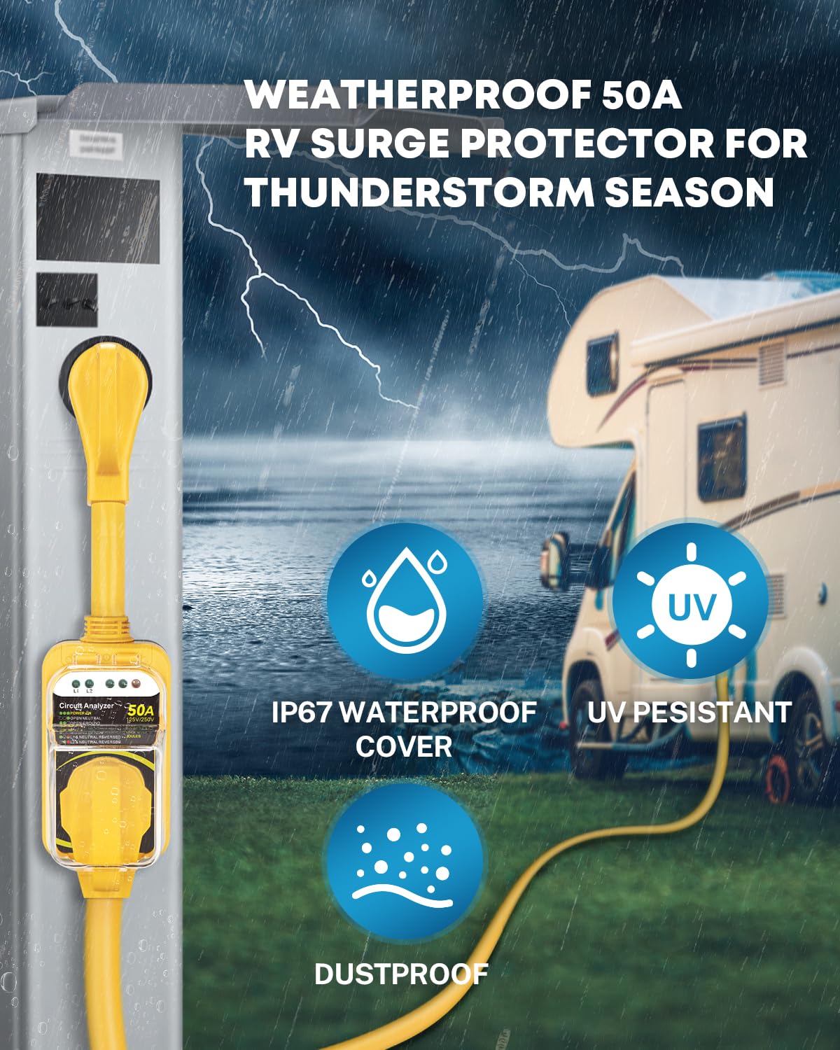 Snapklik.com : RV Surge Protector 50 Amp, RV Power Surge Voltage ...