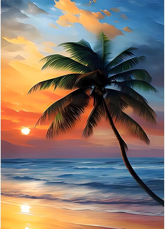 Amazon.com: SENQAO Sunset Beach Diamond Art Kits for Adults, DIY 5D ...