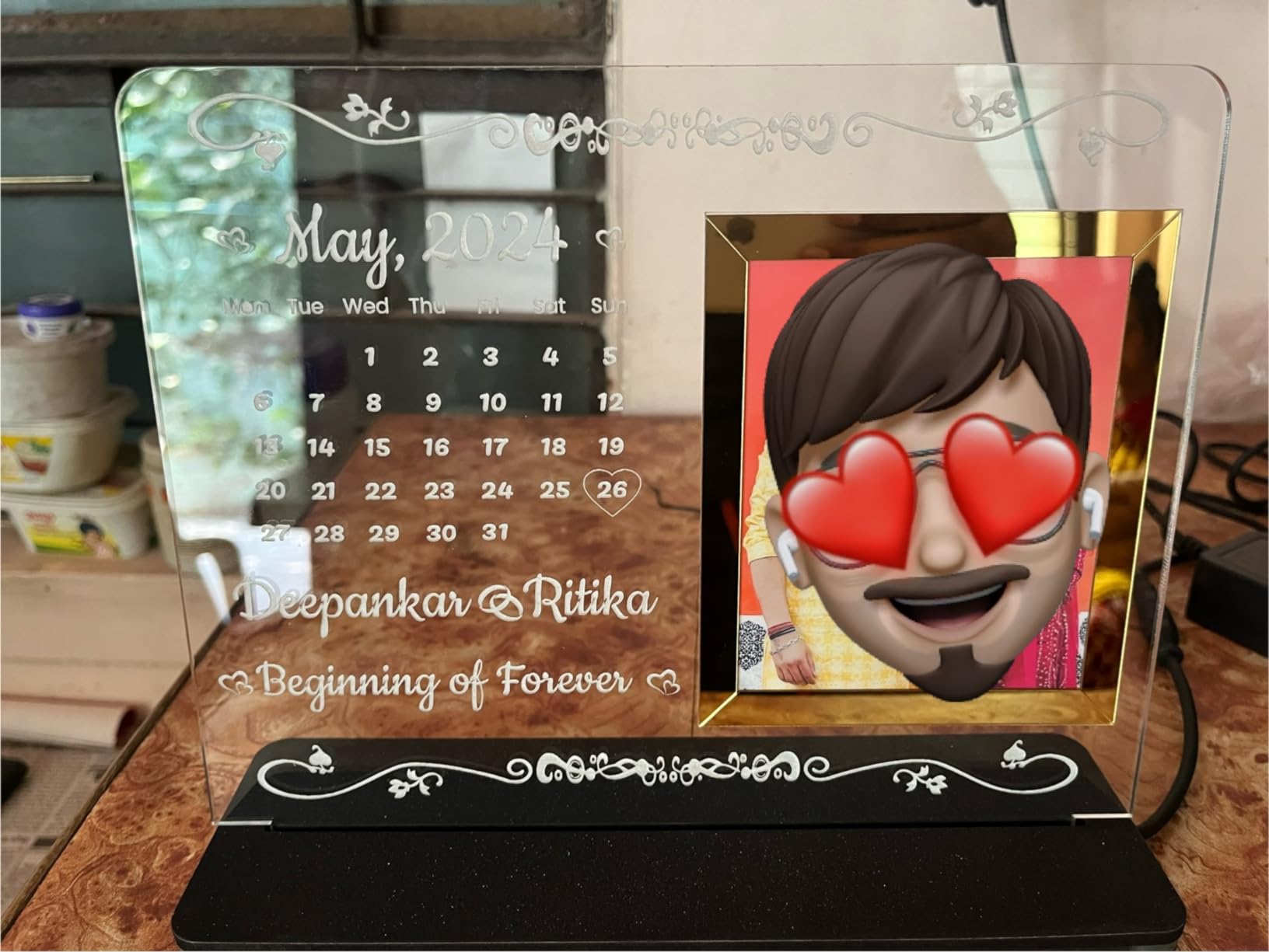 Blessaro Acrylic Personalized Led Photo Frame with Name - Anniversary ...